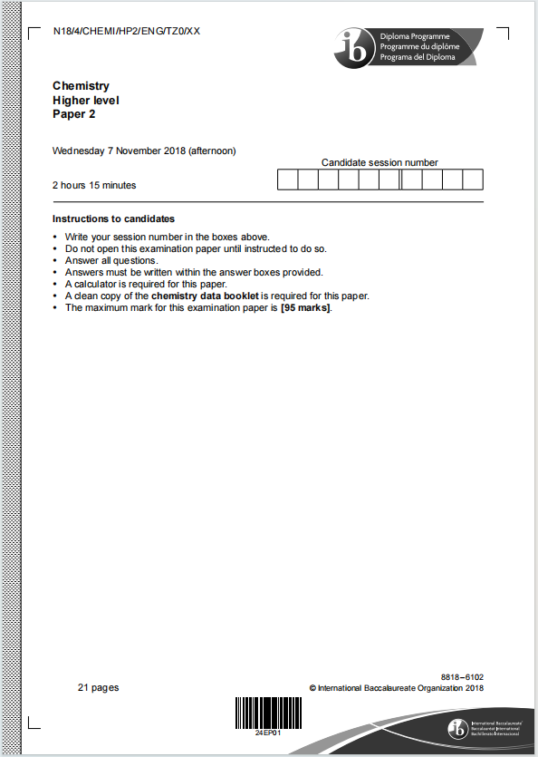 IB化学真题下载《Chemistry Higher Level Paper 2》