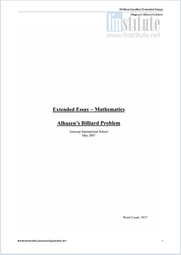 IB优秀拓展论文下载《Alhazen's Billiard Problem》