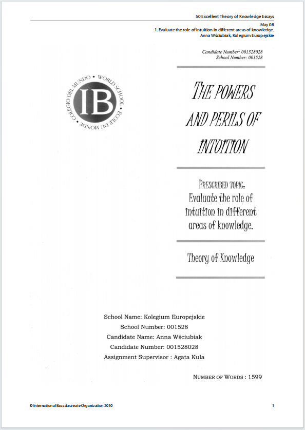 IB知识理论优秀论文下载《The Powers and Perils of Intuition》